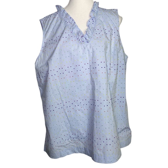 Talbots | Tops | Talbots Light Blue Sleeveless Ruffle Cotton Top | Poshmark